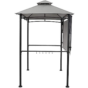 CHARMELEON Double Tiered Grill Gazebo 5x8, Outdoor BBQ Patio Canopy Tent with Stretchable Side Awning (Light Grey)