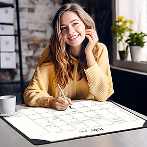 Simplified Desk Calendar 2024-2025 with Desktop Mat, Cabbrix Large Desk Pad Calendar 21 x 16.5 Inch Runs From Now to Jun 2025, Desk Blotter Calendar 2024-2025 for Home School and Office (Black)