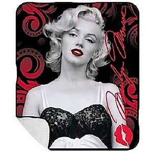 Silver Buffalo Marilyn Monroe Black Lingerie Sherpa Throw Blanket, 50 x 60 inches, Multicolored