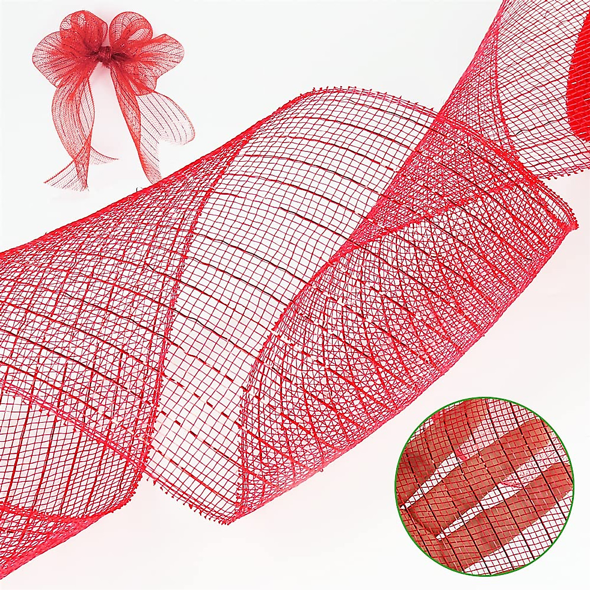 3 Rolls Mesh Ribbon for Wreaths, 6 Inch x 30 Feet Each Roll Red Green White Poly Deco Mesh Rolls, Christmas Ribbon for Wreaths, Swags and Christmas Tree Decoration