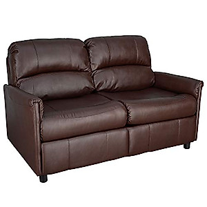 RecPro Charles Collection | 60" RV Hide A Bed Loveseat | Memory Foam Mattress | RV Sleeper Sofa | Pull Out Couch | RV Furniture | RV Loveseat | RV Living Room (Slideout) Furniture | Mahogany