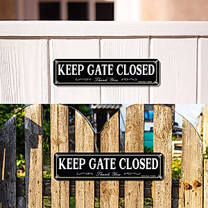 Faittoo Keep Gate Closed Sign, 2-Pack 12 x 3 Inch Reflective Rust Free Aluminum, UV Protected, Weather/Fade Resistant, Easy to Install and Read, Indoor/Outdoors Use