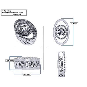 Central Diamond Center Double Oval Dancing Gemstone Necklace, 925 Sterling Silver & Pure Brilliance Zirconia - Platinum Plated