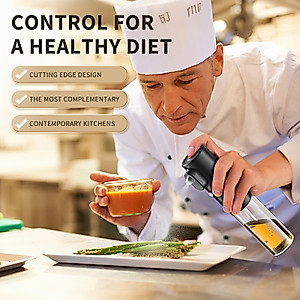 PUZMUG Oil Sprayer for Cooking - Electric Olive Oil Sprayer - 200ml Glass Oil Spray Bottle - Continuous Spray with Portion Control - Two Spray Methods - Kitchen Gadgets Accessories for Air Fryer