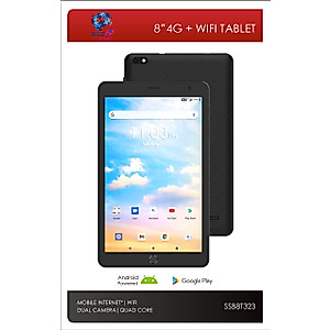 Maze Speed Tablet 8" Inch 4G LTE + WiFi Android Tablet, 8 Inch 1280x800 IPS HD Display, 8 MP Camera, 3GB+32GB (Up to 128GB), 4000mAh Battery, Android 12, w/Tablet Case, Black