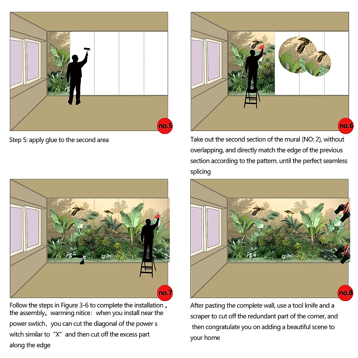 GLWYHY - 3D Visual Black Background Purple Floral Wallpaper Bedroom Beautiful Peony Decorated Mural（Non-self-Adhesive Wall Stickers）