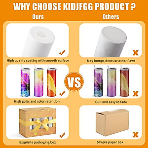 Sublimation Tumblers, KIDJFGG 8pack sublimation tumblers 20 oz skinny Straight with Lids and straws, Sublimation Shrink Wrap, Sublimation Blanks Product Stainless Steel Tumbler for Mug Press, Gift Box