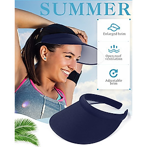 3 Pcs Sports Sun Visor Hat Cloth Covered Slip on Visor Cotton Womens Visor Cap Golf and Tennis Visor for Women Men Sun Visor (Black, White, Navy Blue)