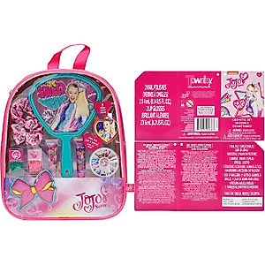 JoJo Siwa - Townley Girl Backpack Cosmetic Activity Set for Girls, Ages 3+ Makeup Hair Salon Kit Including Scrunchie, Mirror, Nail Polish, Lip Gloss and More, for Parties, Sleepovers and Makeovers