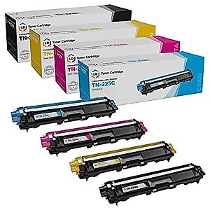 LD Compatible Toner Cartridge Replacements for Brother TN221 & TN225 High Yield (1 Black, 1 Cyan, 1 Magenta, 1 Yellow, 4-Pack)