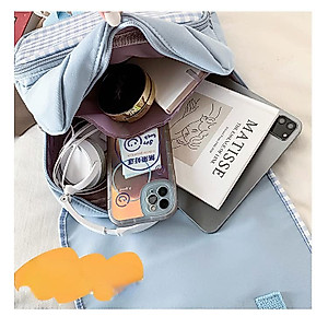 YUESUO Japanese Kawaii Plaid Bear Strawberry Backpack 3 Way Multi Bag for Girl Women JK Lolita Student Cosplay Satchel Book Bag (Pink,Medium)