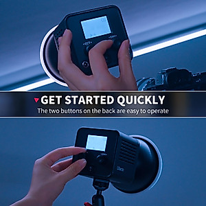 ULANZI LT028 40W Portable LED Video Light with 3400mAh Build-in Battery, Metal Mini Dual Color Temperature COB Continuous Output Lighting Handheld Spotlight 2500K-6500K for Video