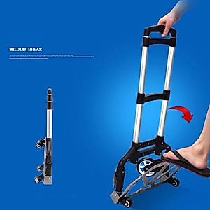 Generic Folding Hand Truck Grocery Shopping Trailer Folding Portable Cart Trolley for Loading and Storage (Black)