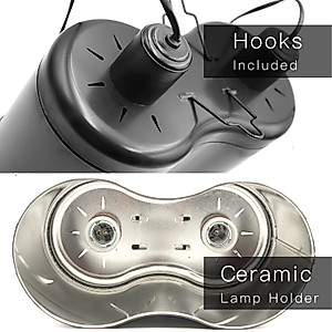 ReptiKing Reptile Dual Dome 12inch, Fits Reptile Light/Heat Lamp/UVB Light, Max. 160W each,Patent Design K8561, Reptile Light Fixture