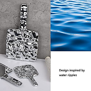 Funly mee Stylish Hand Mirror for Women, Electroplate Sliver Square Handheld Mirror with Water Ripple Frame- 6.2 x 11 inches