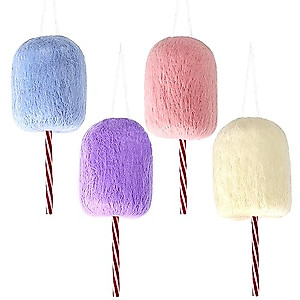 4 PCS Large Cotton Candy Ornaments for Christmas Tree Hanging Candy Decorations Wool Felt Lollipop Ornament for Xmas Tree Home Holiday Party Decor (4)