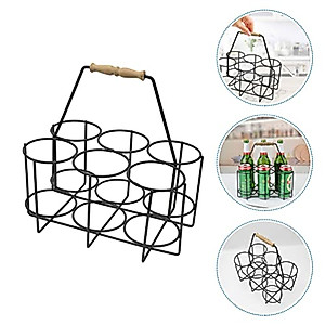 GANAZONO Tabletop Wine Rack 6 Wine Bottle Holder with Handle Bottle Storage Rack Stands Metal Wine Organizer Bar Cart Accessories for Beverage Wine Beer Black