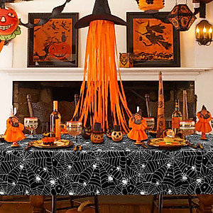 YUJUN 3 Pack Halloween Spider Table Cover, Waterproof Plastic Spider Web Tablecloth Star Explosion Table Cover for Halloween Party Decorations Indoor Outdoor Home Dinner Party(54 * 108''Inch)