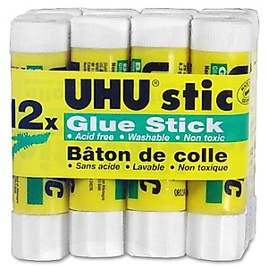 UHU Stic Permanent Clear Application Glue Stick, 0.29 oz, 12 Sticks per Pack (99450)