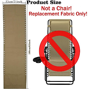 Oversized Zero Gravity Chair Replacement Fabric, XL Anti-Gravity Folding Patio Sling Repair Cloth Part for Outdoor Backyard Beach Pool Lawn, Bungee Recliner Lounge Large Mesh Canvas 63 x 21 Inches