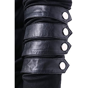 Iivos Men's Knight Drawstring Lace Up Pullover Hoodie Steampunk Long Sleeve Hooded Sweatshirt Black