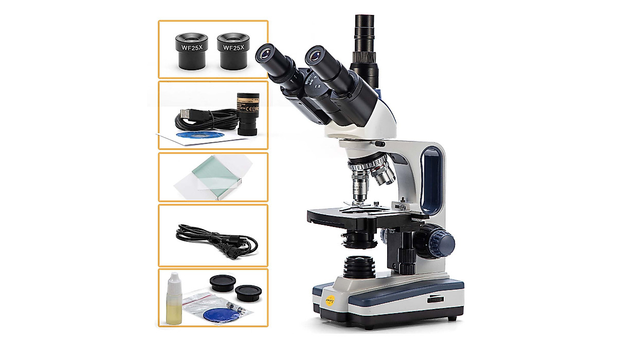 Swift SW350T Trinocular Microscope - 40X-2500X Magnification for ...