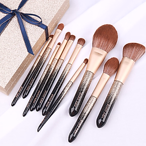 ENZO KEN Natural Hair Makeup Brush Set Professional, Sable Makeup Brushes Set with Case, Natural Hair Brushes Makeup Set, Glitter Make up Brushes Set Professional, Natural Makeup Brushes - ORRA, Black