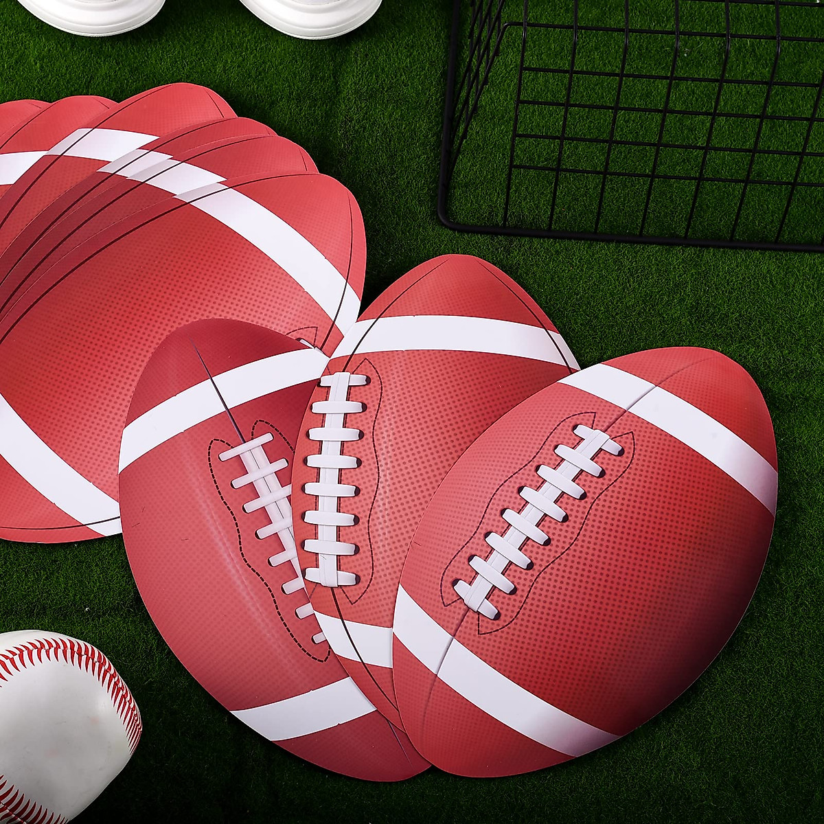 Jspupifip 120 Pcs Football Cutouts,11.8 x 7.1in Large Football Cardboard Bulletin Board Football Paper Cut Outs Sticker Decor with 200 Glue Point Dots for Classroom Sports Football Game Party Supplies