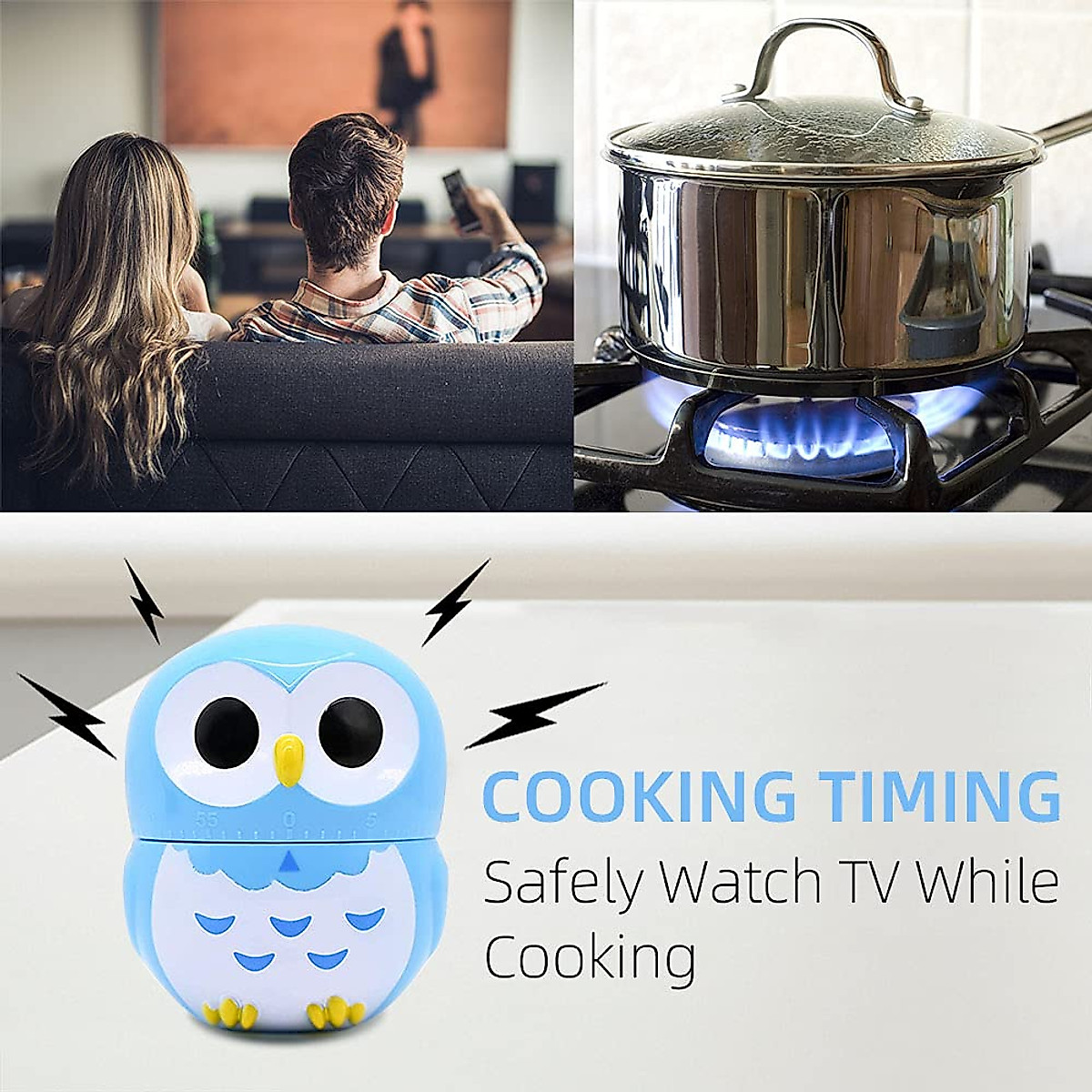 Dolovemk Kitchen Timer,Analog Timer,60 Minute Wind Up Timer Egg Timer-Loud Ring Timers,No Batteries Required 100% Mechanical (Owl)