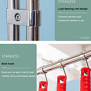 OMESDA Mop Rack with Wheels, Movable Broom Holder, Hand Trucks Broom, Floor Standing Cleaning Tool Cart Storage for Garden Garage