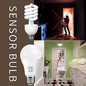 Vgogfly Radar Motion Sensor Light Bulbs A19 100W Equivalent 120V 13W Motion Detector Auto Activated Dusk to Dawn Security Outdoor Porch Lights LED Bulb Daylight 5000K E26 (2 Pack)