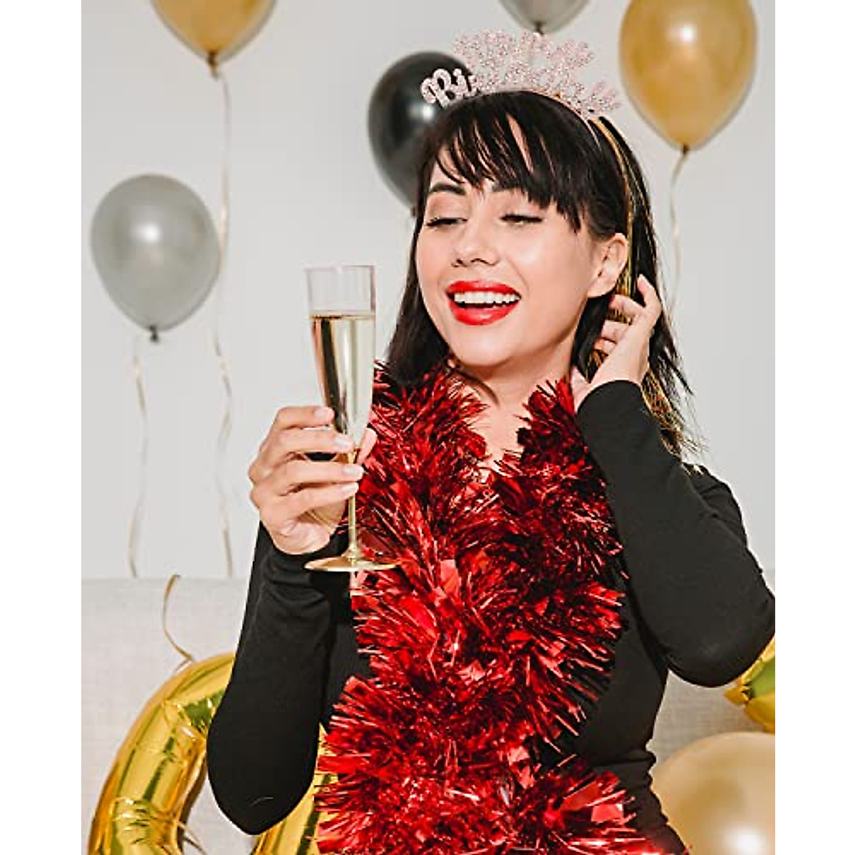 Cute Birthday Crown & Tiara Set for Girls & Women - Rose Gold