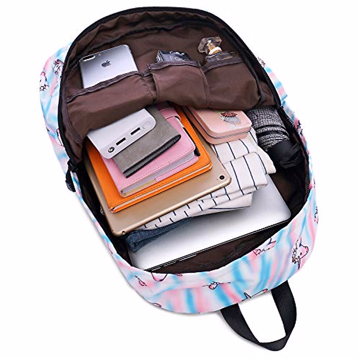 abshoo Cute Lightweight Teens School Bookbags Unicorn Girls Backpacks With Lunch Bag (Unicorn Rainbow Blue Set)