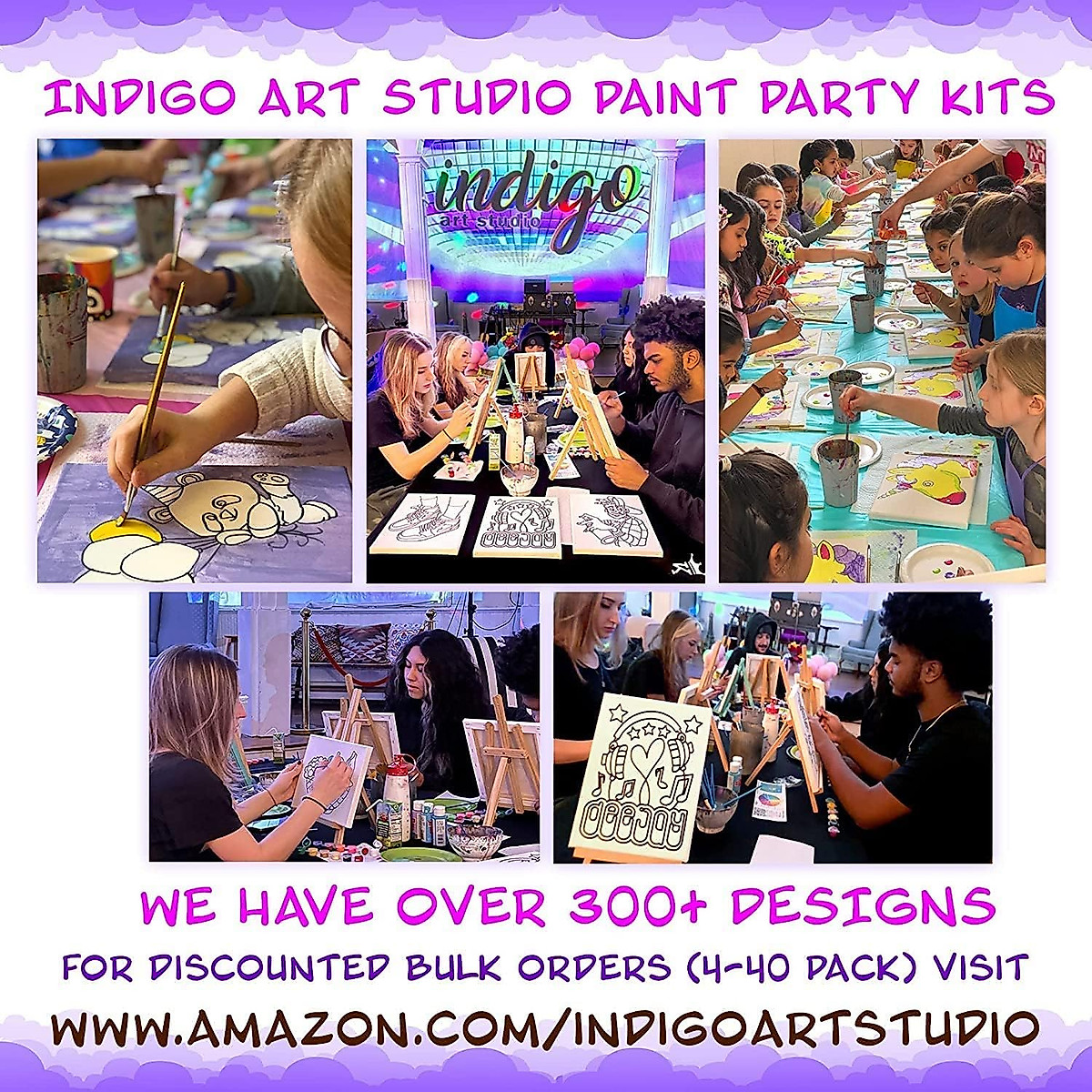 INDIGO ART STUDIO 8" by 10" Pre Drawn Canvas Sneakers #5 Acrylic Painting Art Activity 12 Premium Colors 2 Paint Brushes Smock Kids & Adult Sip and Paint Party Favor Party Suplies
