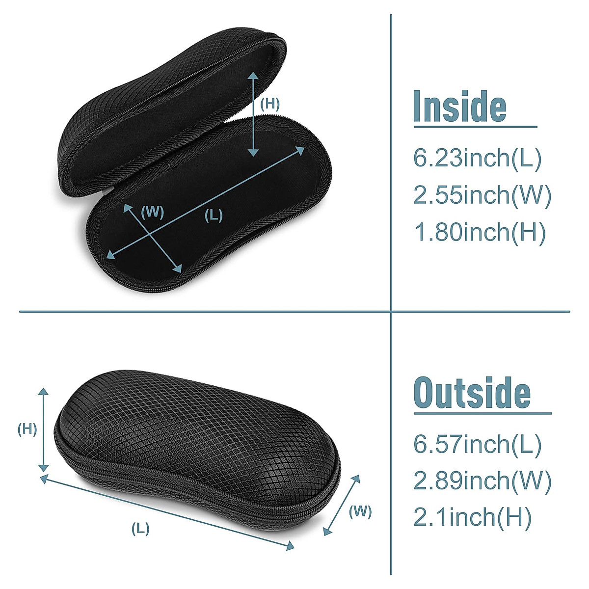 Fintie Sunglasses Case, Hard EVA Shell Shockproof Sport Glasses Case with Metal Carabiner Travel Zipper Eyeglasses Case (Black)