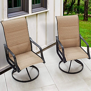 PatioFestival Patio Dining Set Outdoor Furniture Swivel Rocker Chairs Round Metal Table Sets with All Weather Frame (5Pcs, Beige)