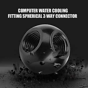 Pomya Computer Water Cooling Spherical 3 Way T-Type Connector G1/4 Threaded Adapter Black, Silver for PC Water Cooling Application(Black)