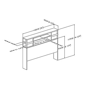 South Shore Step One Bookcase Headboard with Compartment Storage, Full 54-inch, Pure Black