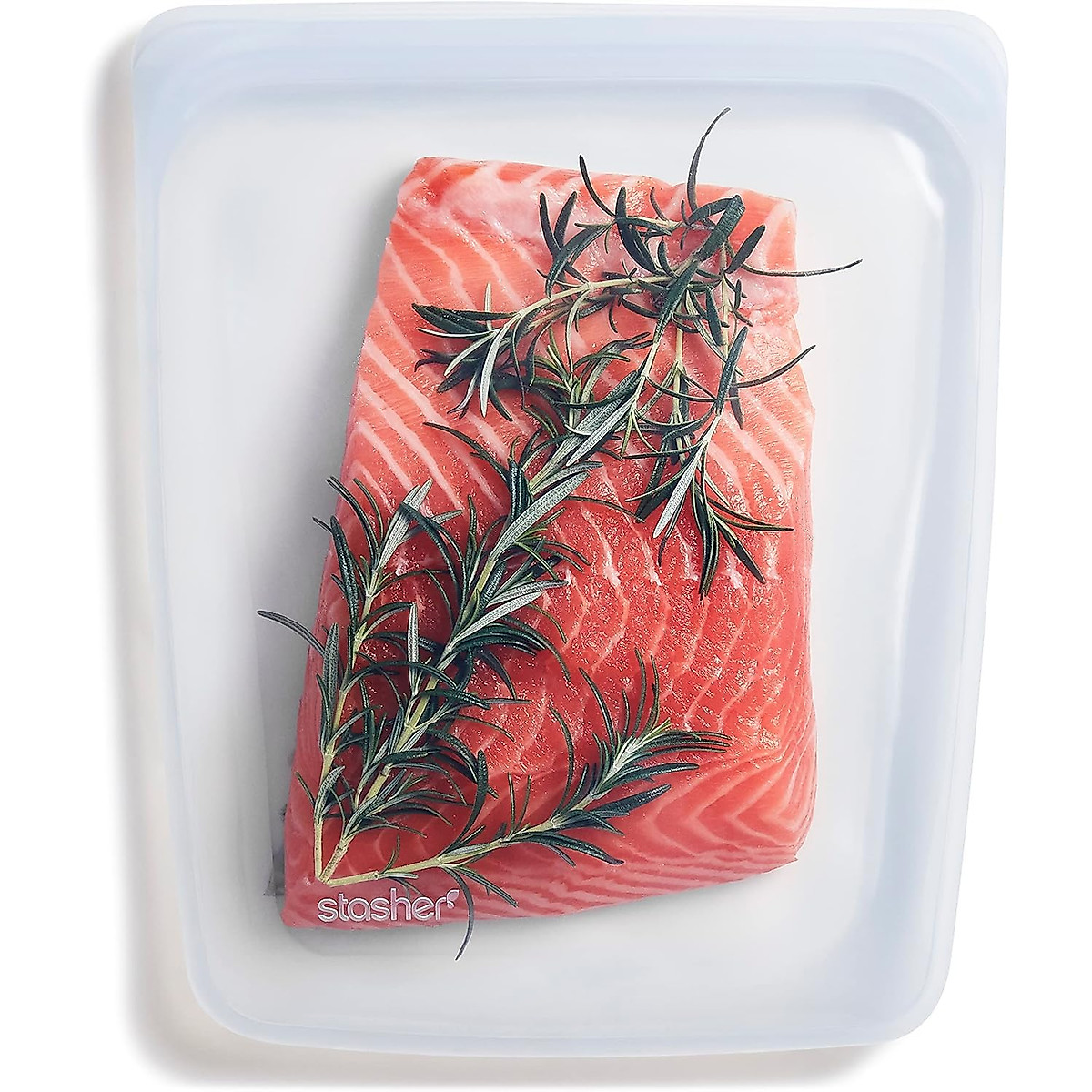 Stasher Silicone Reusable Storage Bag, 1/2 Gallon (Clear) | Food Meal Prep Storage Container | Lunch, Travel, Makeup, Gym Bag | Freezer, Oven, Microwave, Dishwasher Safe, Leakproof