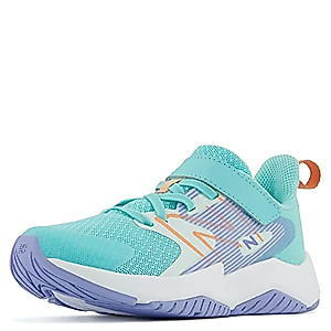 New Balance Kid's Rave Run V2 Hook & Loop Running Shoe, Surf/Peach Glaze/Magic Hour, 2 Little Kid