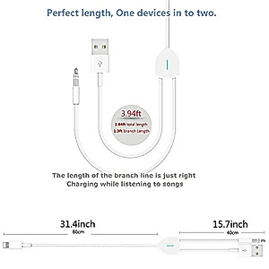 [Apple MFi Certified]2 in 1 Audio Charging Cable Compatible with iPhone,Lightning to 3.5mm Aux Cord Audio Jack Works with Car Stereo Speaker Headphone Car Charger Support iPhone 12/11/11 Pro/XS/XR/8/7