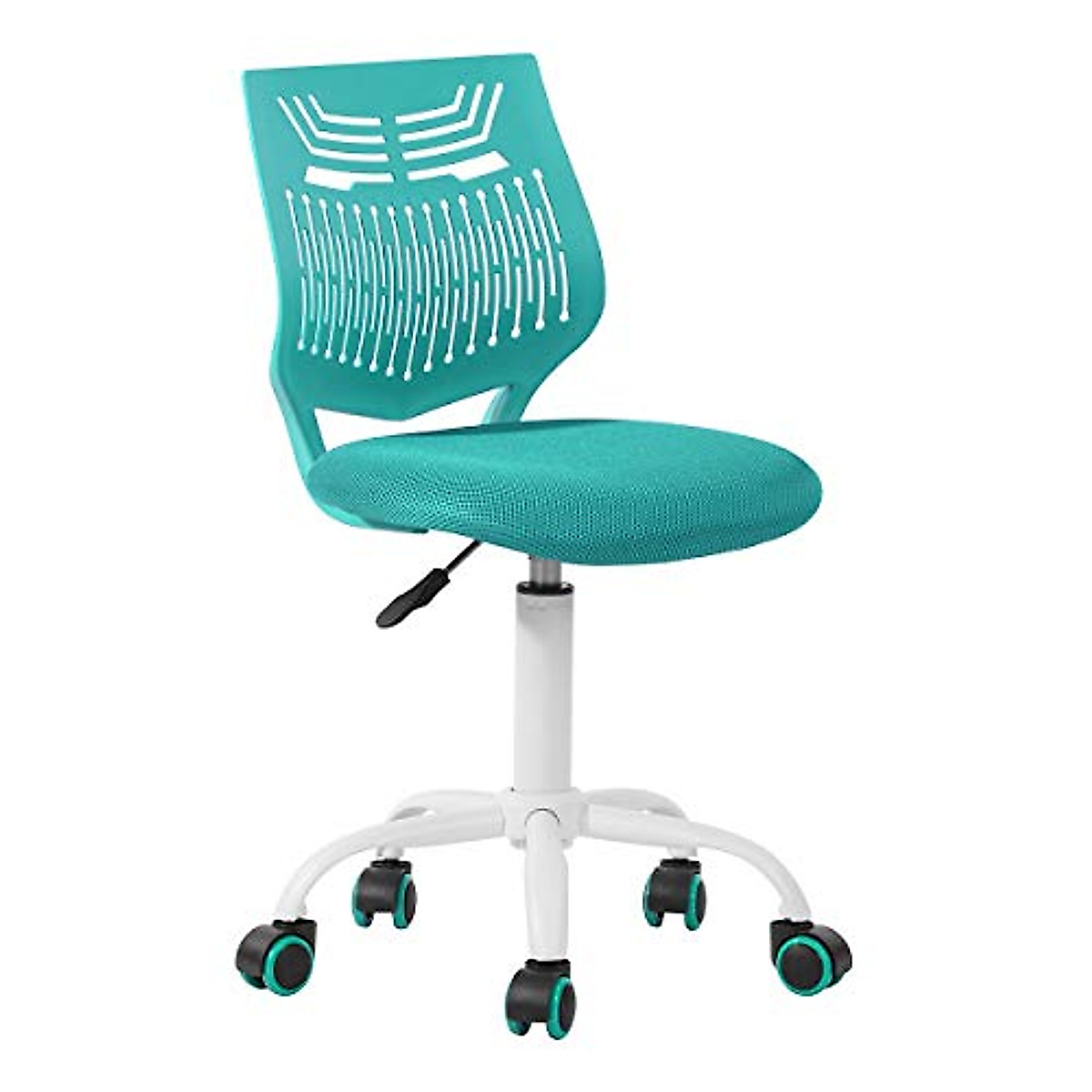 FurnitureR Writing Task Chair for Teens Boys Girls 360 Rolling Wheels Fabric Soft Pad Seat Breathable Backrest, Height Adjustable Liftup 29.5"-34.3",Turqoise