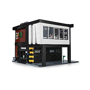 General Jim's Coffee House Modern Architecture Building Blocks Two Level City Modular MOC Bricks Toy Building Set with Light Effects Great Modular Build for Teens and Adults