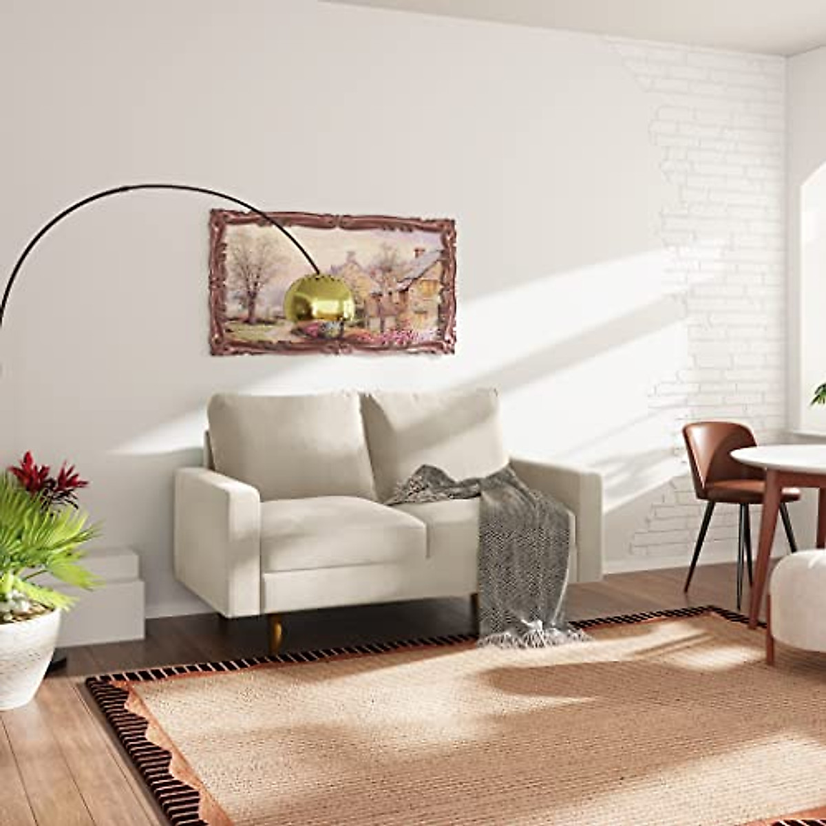 SILKIR 2-Person Loveseat Sofa Couch for Living Room | Perfect for: Apartment/Studio/Office & Small Space | Velvet Fabric | Fast and Easy Assembly | Warranty (Beige) Modern Contemporary Mid-Century