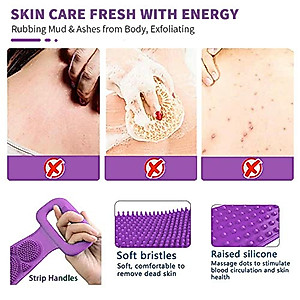 Jwxstore Silicone Back Scrubber for Shower, Silicone Body Scrubber, 34.5Inch Extra Long Bath Body Brush Silicone Back Brush Exfoliating Body Scrubber with Handle for Men Women