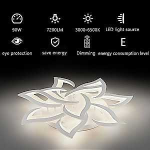 LED Ceiling Light Dimmable ,Modern Flower Ceiling Light with Remote Control, Chandelier for Ceiling Large Lamps, Acrylic Ceiling Lighting Fixtures for Living Room Bedroom 10 heads/Ø85cm/33.5in