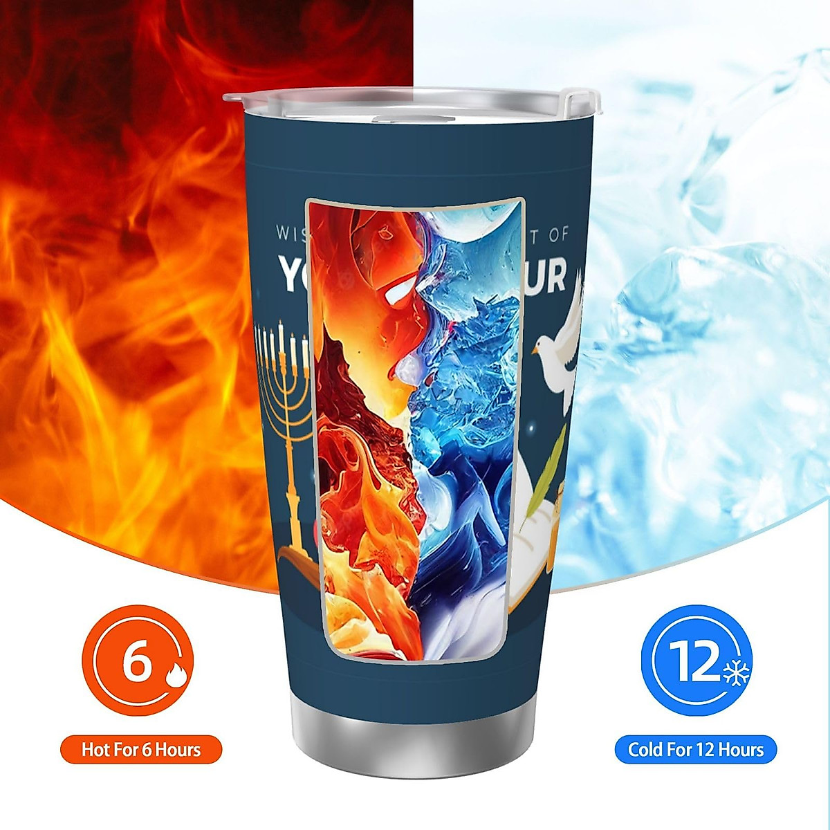 Uniwneds Yom Kippur Jewish Holiday Coffee Cup 20oz Stainless Steel Tumbler With Lid Double Wall Vacuum Insulated Travel Car Mug Water Bottles For Home Office