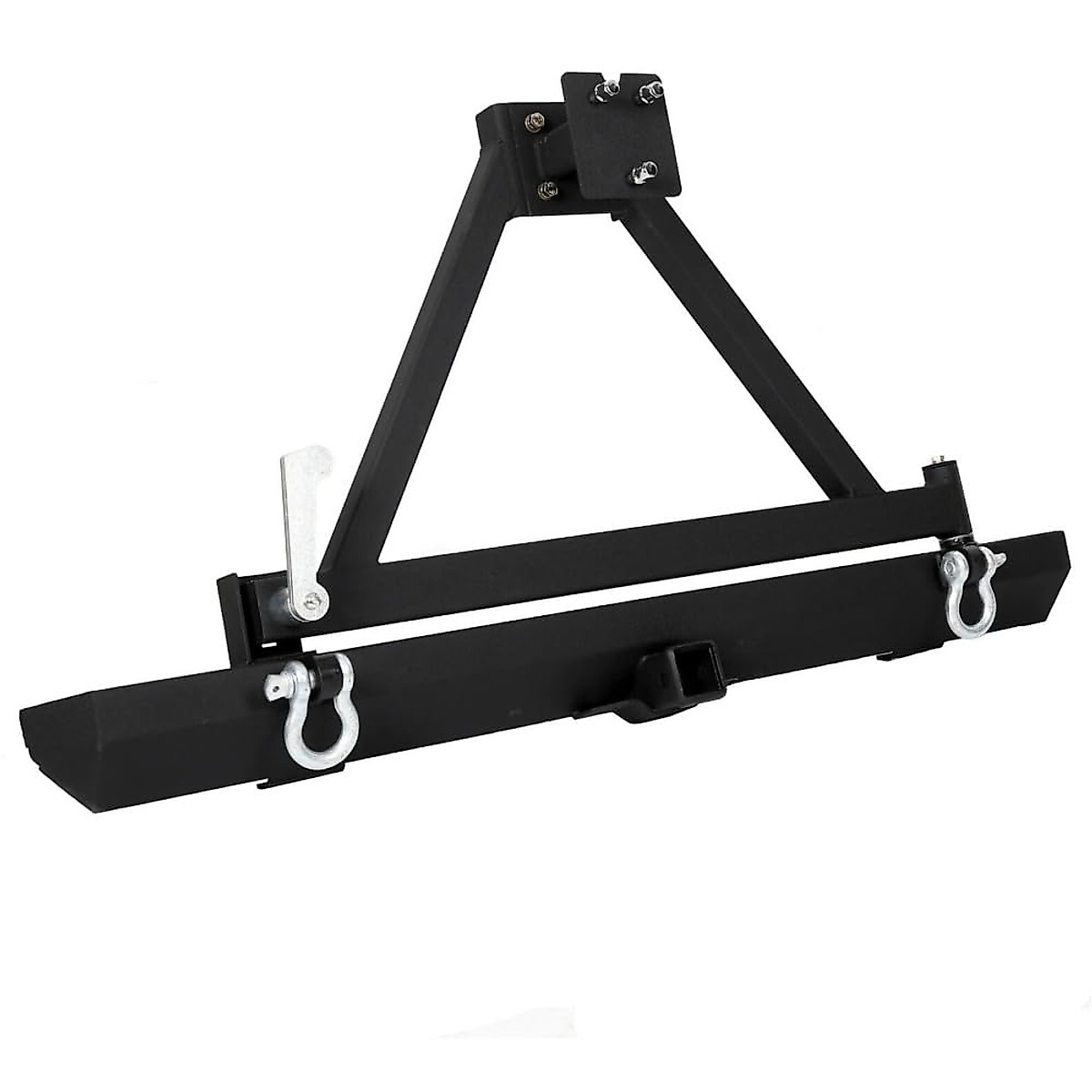 DTREEL Rear Bumper with Tire Carrier & D-Ring Fits YJ & TJ (Black, Iron Steel)