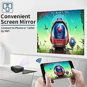 Pocket DLP Mini Projector 3D WiFi Full HD 1080P Supported Outdoor Movie Cinema Wireless Airplay Home Theater with Battery Powered for iPhone Android TV Stick DVD Player Laptop Tablet PS5 HDMI USB