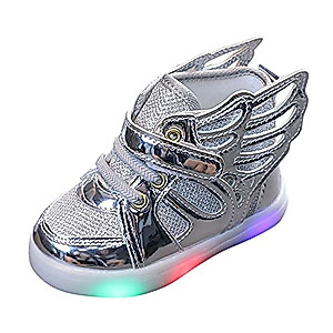 Lykmera Kids Baby Luminous Walking Shoes Led Light Girls Sport Bling Children Baby Shoes Toddler Shoes Sports Shoes (Silver, 2.5-3Years Toddler)